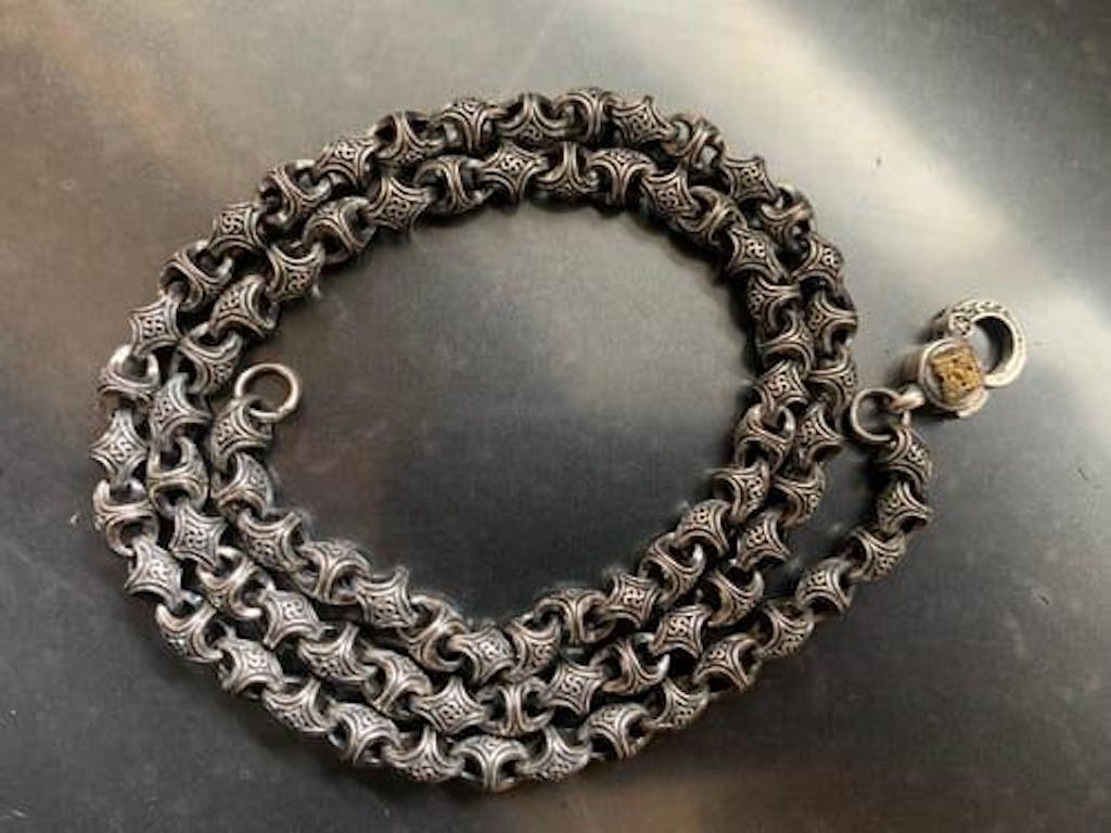 Modern Monk Oxidised Silver Chain for Men | Orionz Jewels