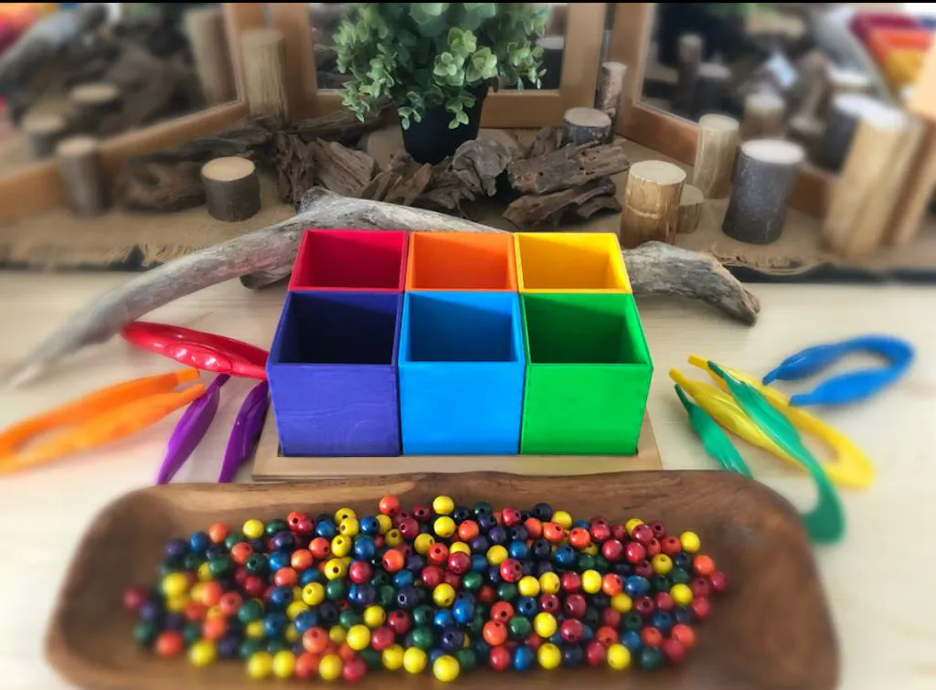 Grimm's Sorting Boxes Rainbow 6 Pieces - Oskar's Wooden Ark, Australia