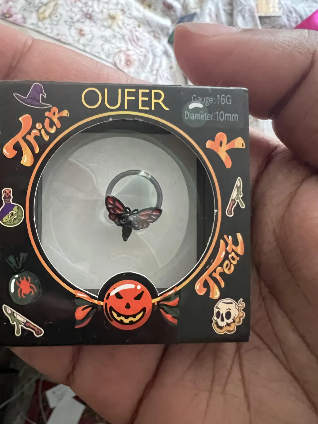Oufer 16G Skull Moth Septum Ring Hinged Segment Hoop