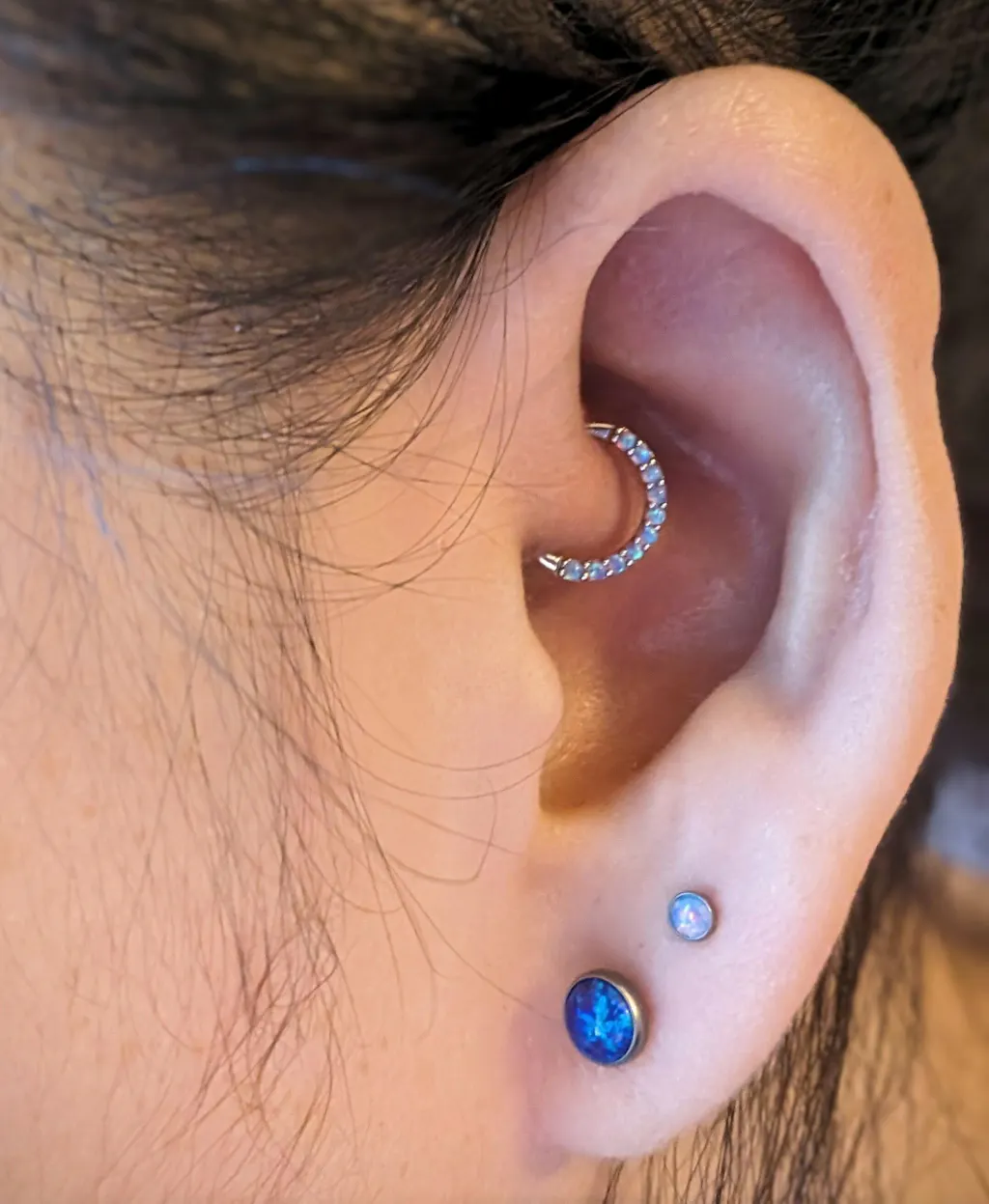 16 Gauge Gold Daith Earring Opal Gold Daith Jewelry