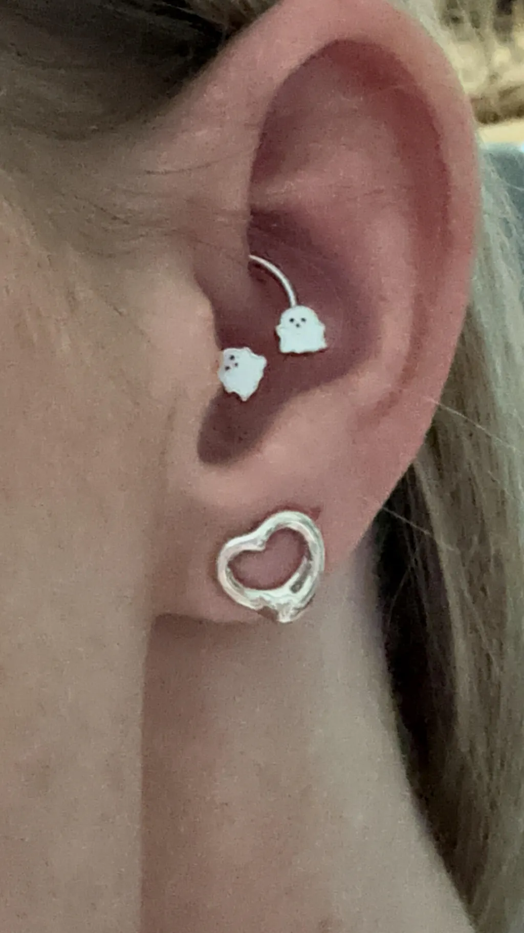 Cute Ghost Septum Ring White Halloween Septum Horseshoe