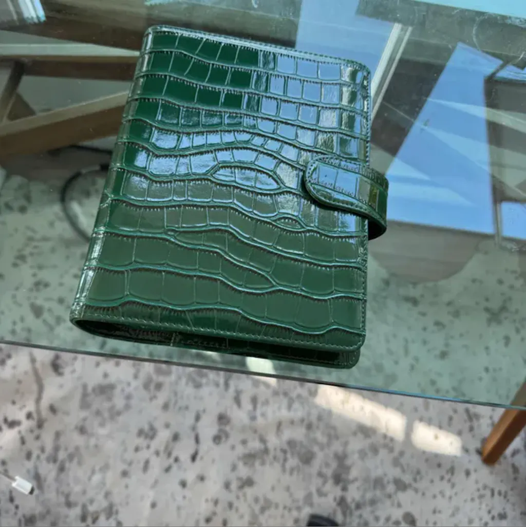 A5 | Croc Leather Planner Cover - Emerald Green – Outlined
