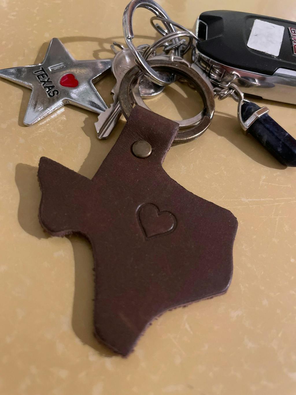 Texas Keychain | Personalized Premium Leather Keychain | Custom Key Fo