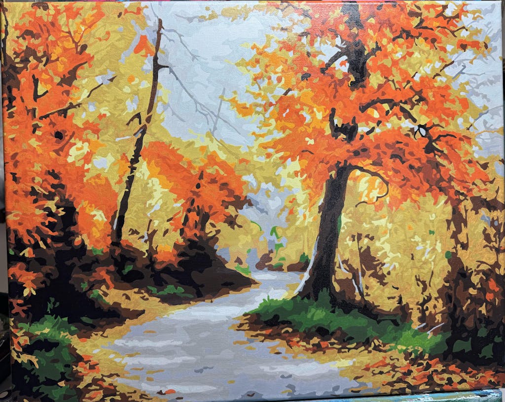 Autumn Forest Paint-by-Numbers Kit | Scenic Display | Paint Vibe