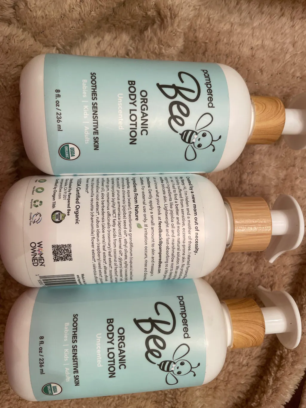 Pampered Bee Organic Lotion - Unscented – Pamperedbee