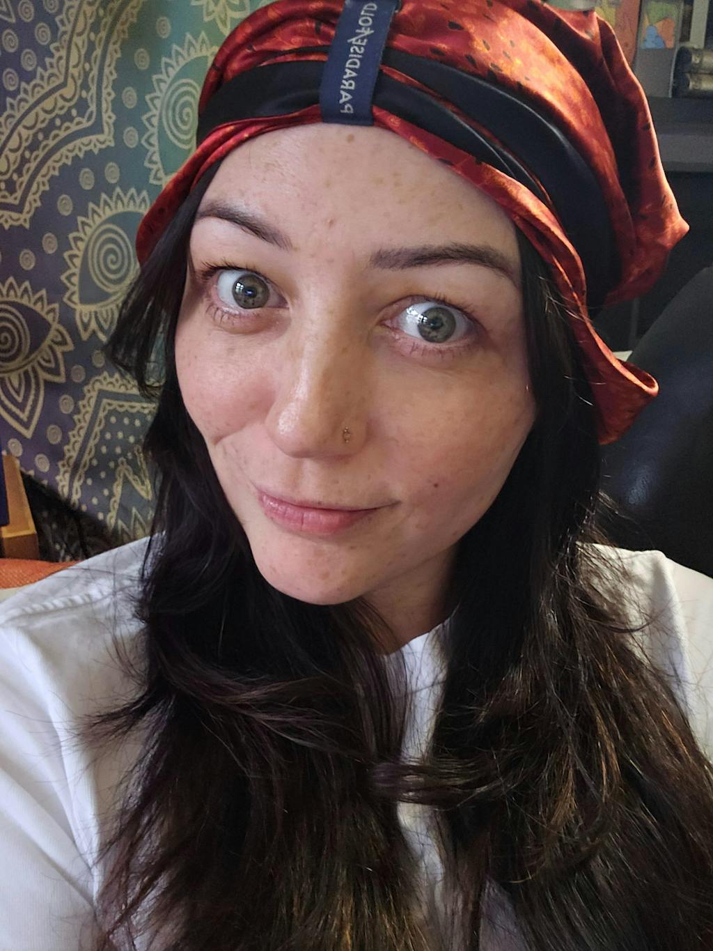 Dali Fold - Paradisefold Silk Hair Wrap - Surrealist green and Caviar ...