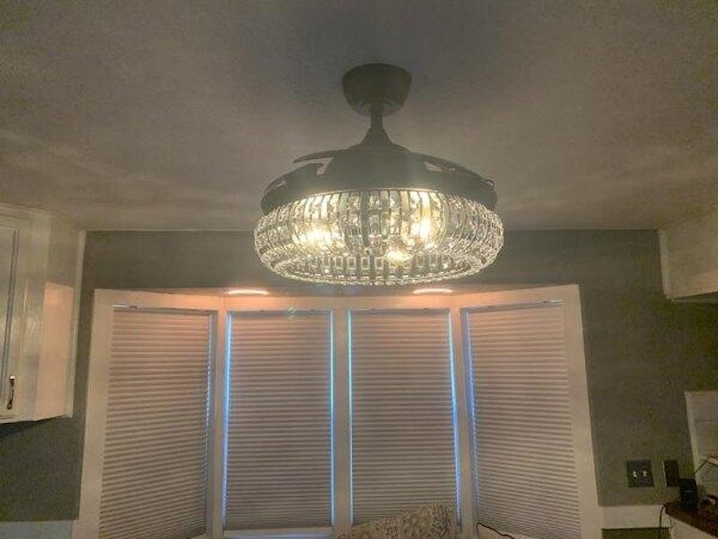 42" Modern Downrod Mount Crystal Ceiling Fan with Lighting and Remote ...