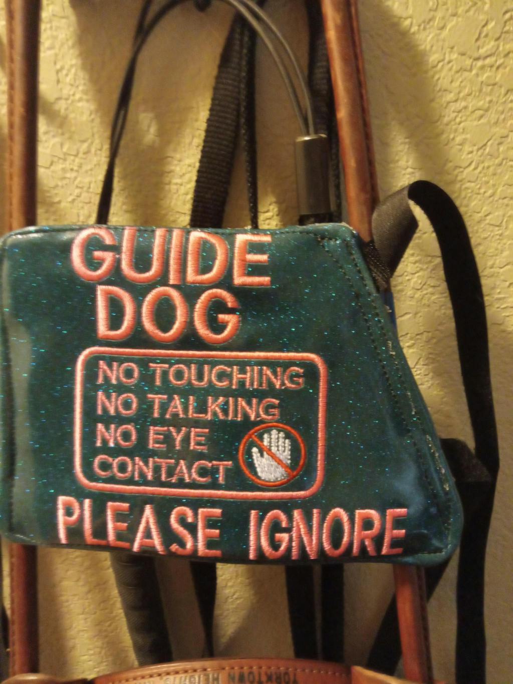 Guide Dog Please Ignore Harness Sign with No Touching No Talking No Ey ...