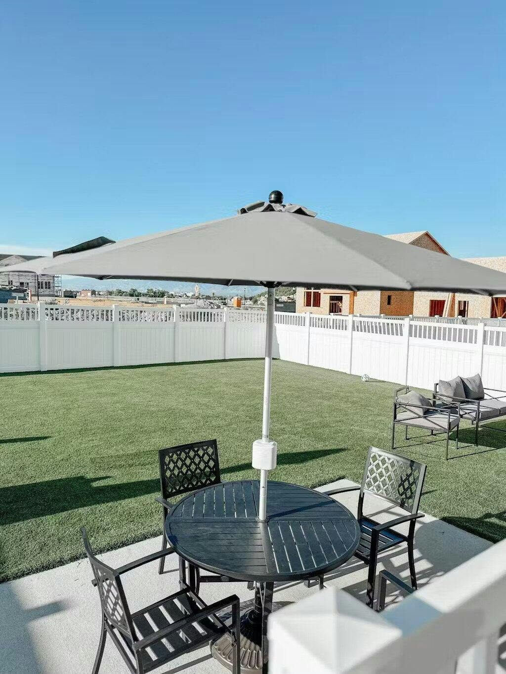 9ft Patio Motorized Remote Market Umbrella, Blue | Patiowell