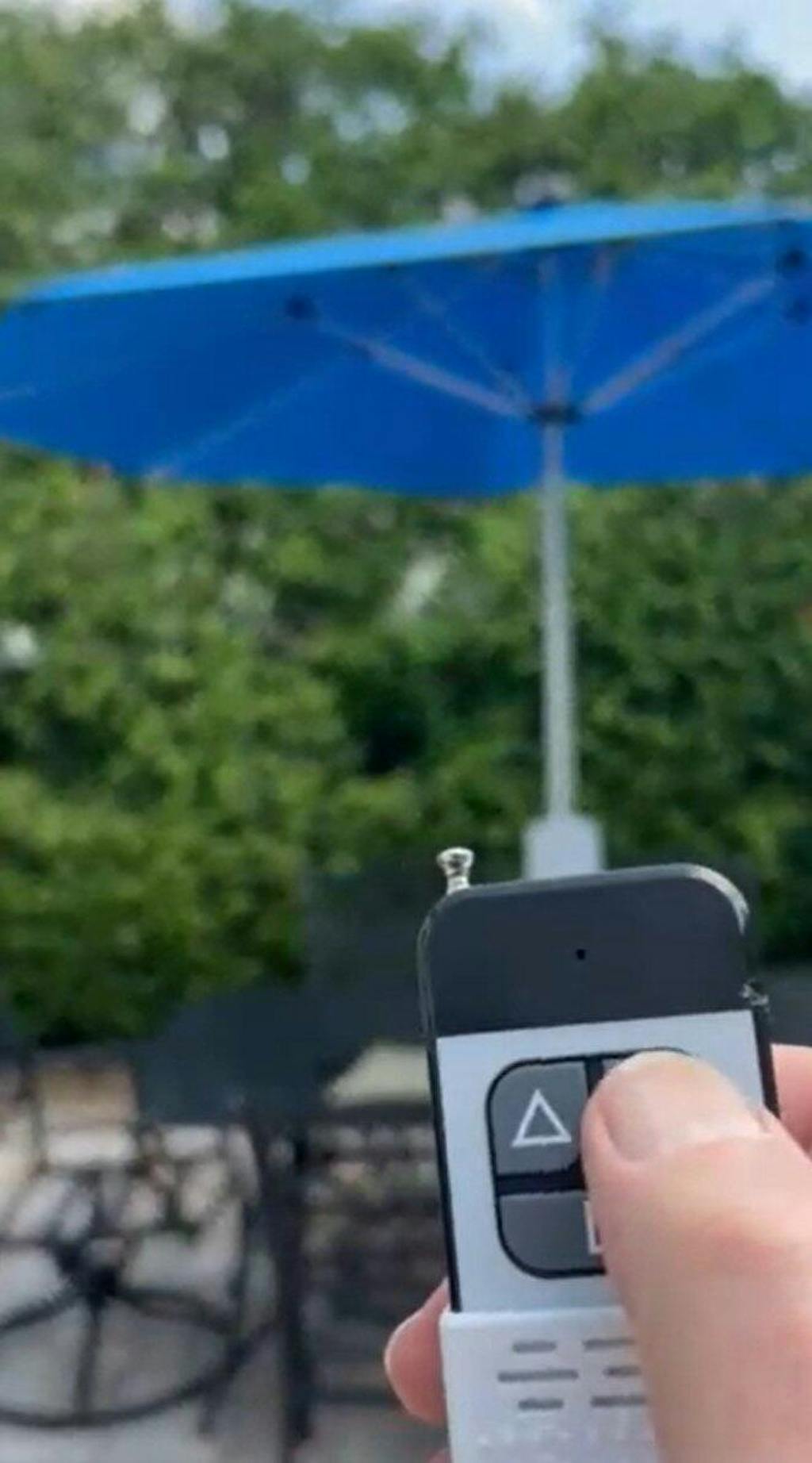 9ft Patio Motorized Remote Market Umbrella with Optional Base