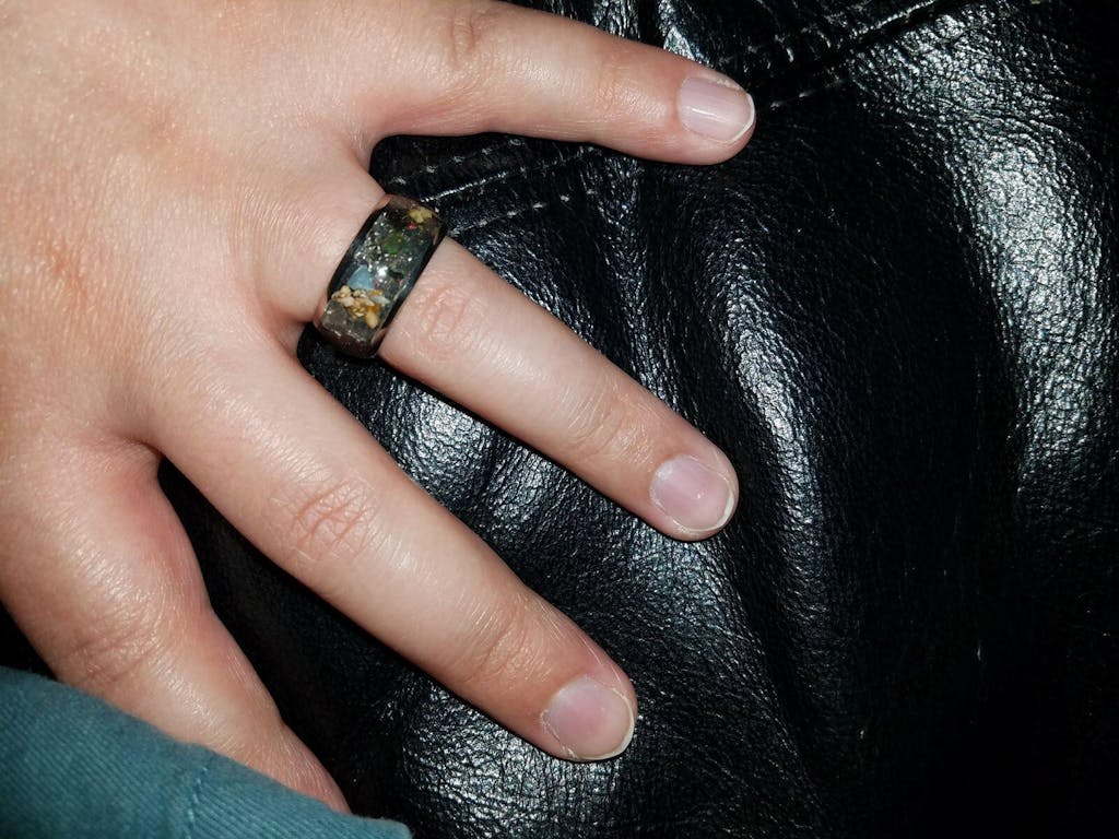 Hellfire Halo Glowstone Ring on Titanium | Patrick Adair Designs