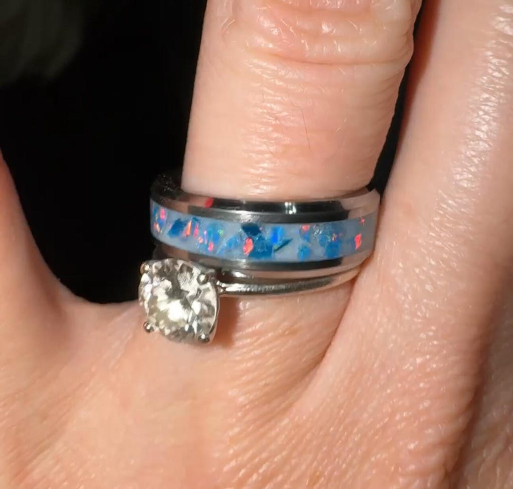 Crimson Red Opal Glowstone Ring on Black Ceramic | Patrick Adair Designs