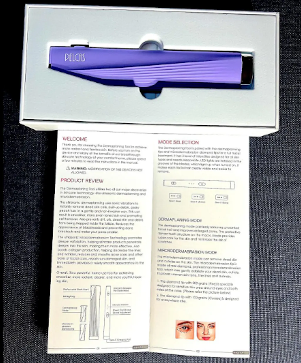 PELCAS Mini Electric Dermaplaning Tool Kit Facial Peach Fuzz Exfoliati ...