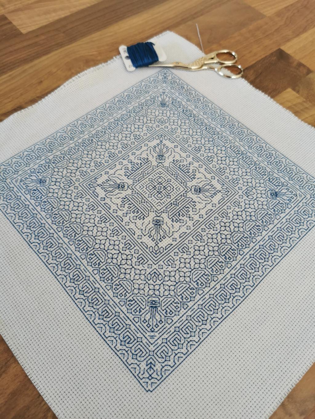 Blackwork Pattern -Study In Wedgewood – Peppermint Purple