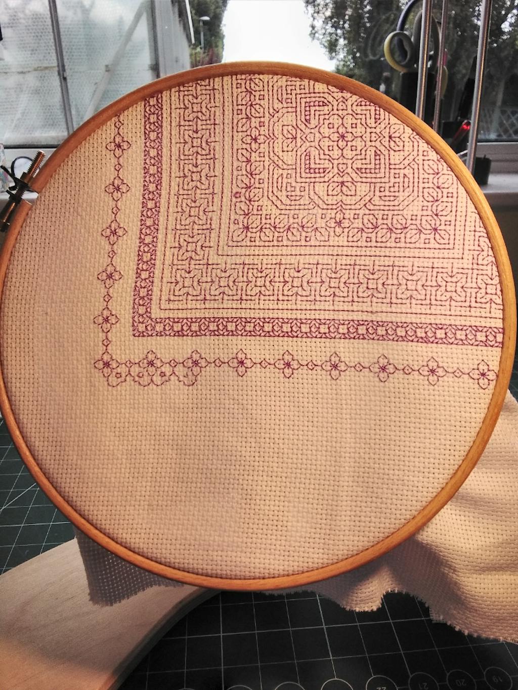Blackwork Pattern -Study In Celadon – Peppermint Purple