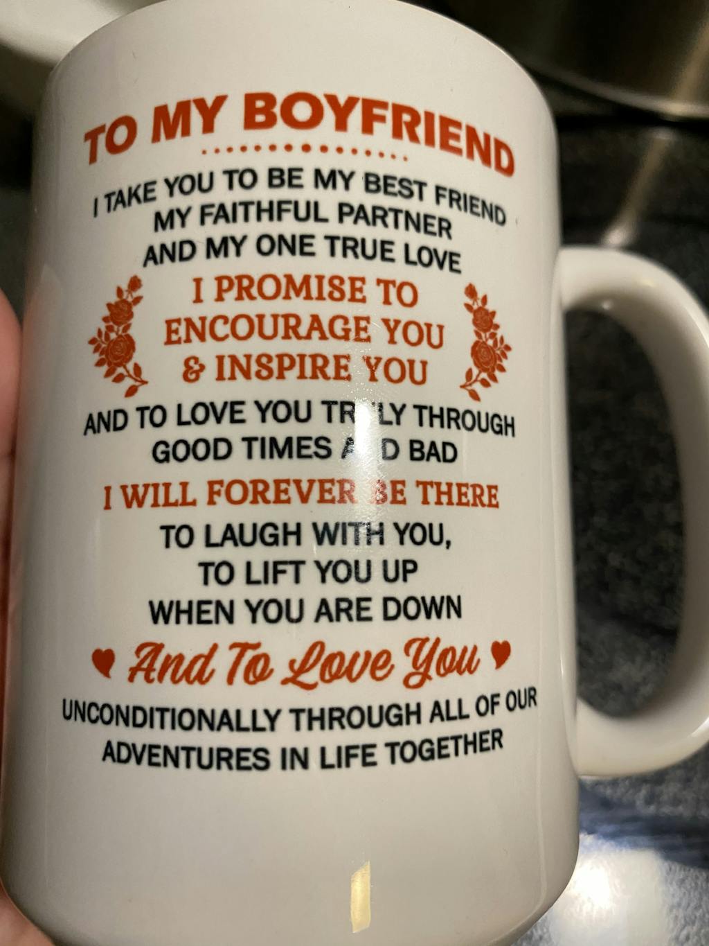 To my boyfriend Promise Encourage Inspire Street, Customized mug, Anni ...