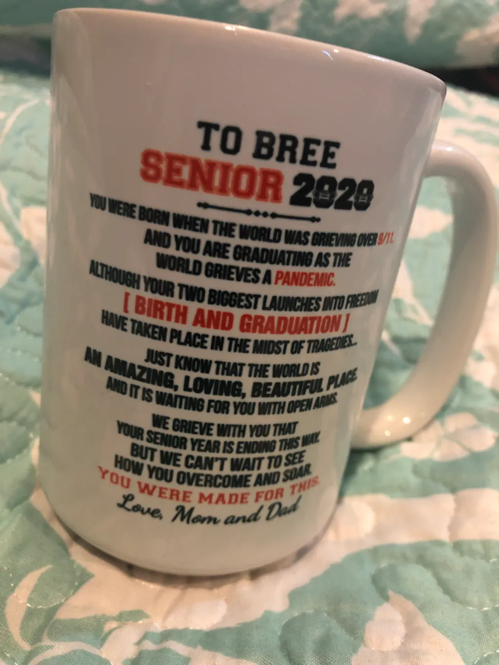 To My SENIOR 2020 Personalized Coffee Mug, Custom Graduation Gift ...