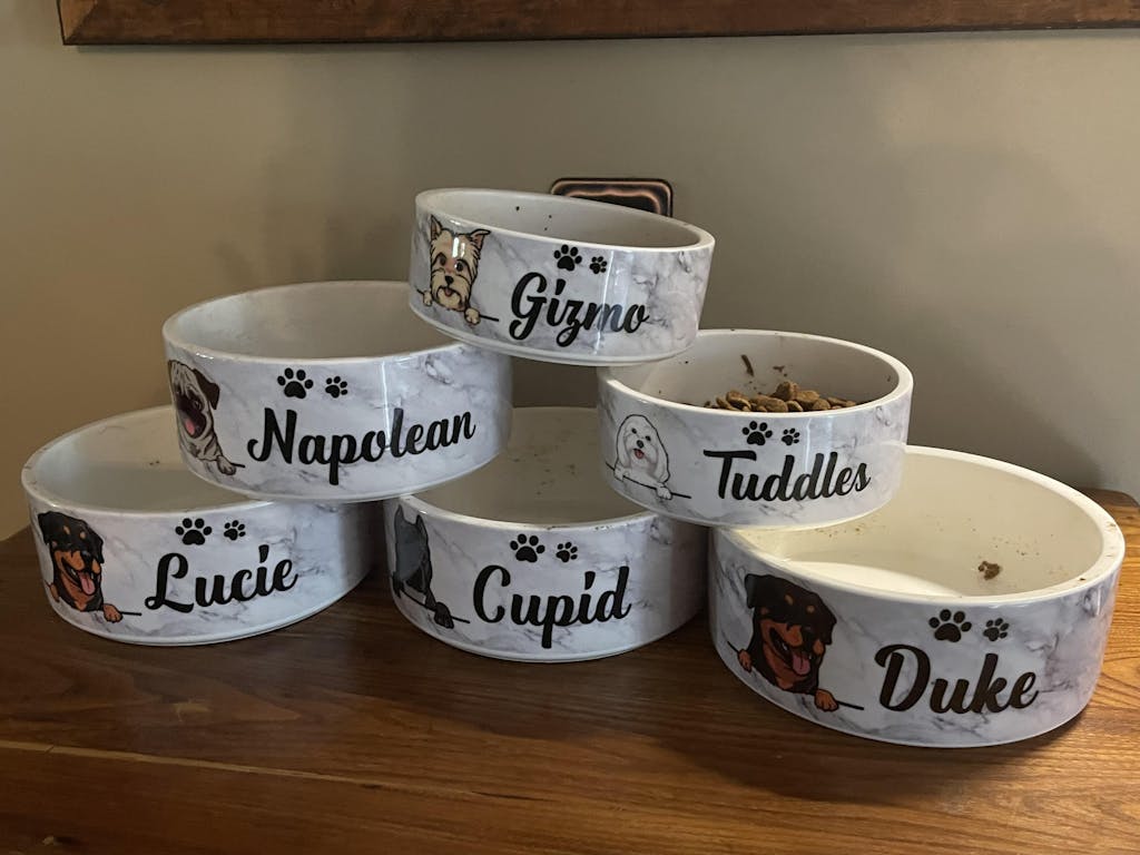 Personalized Custom Dog Bowls, Grey Marble, Gift for Dog Lovers ...