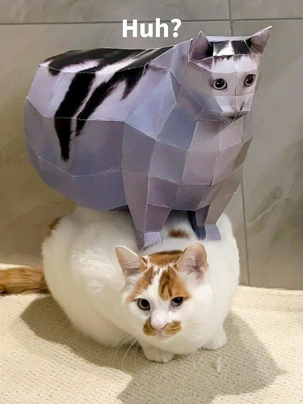 Huh Cat Meme Papercraft Template (Printable PDF, 1:1 & 4") – Petites Paws