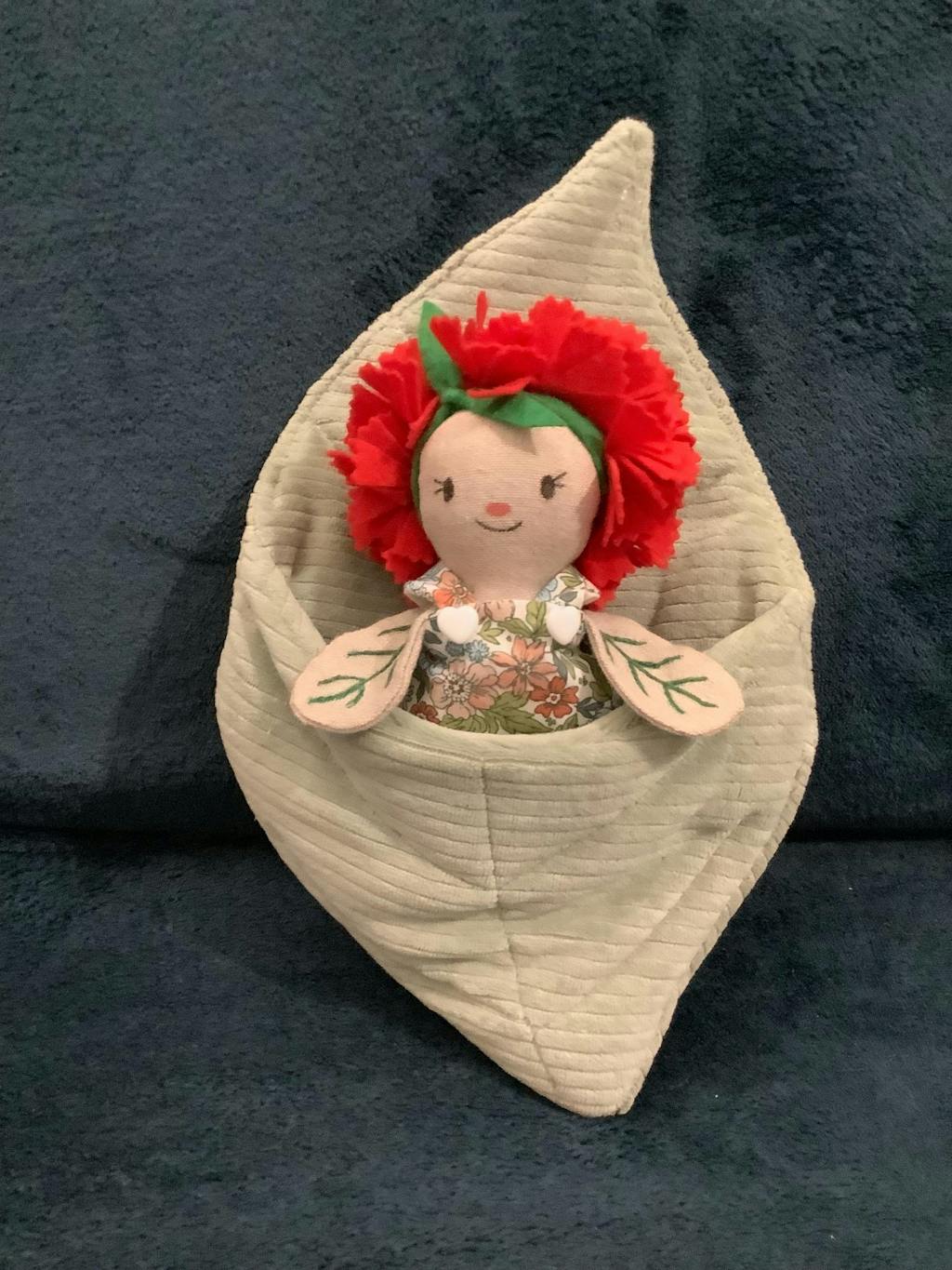 Mini Flower Carnation Doll in a Leaf sleeping bag- PDF sewing pattern ...