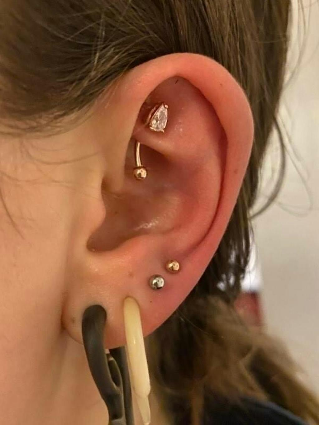 Surgical Steel Prong Set 3mm Tear Drop CZ Curved Barbell | Pierced Universe