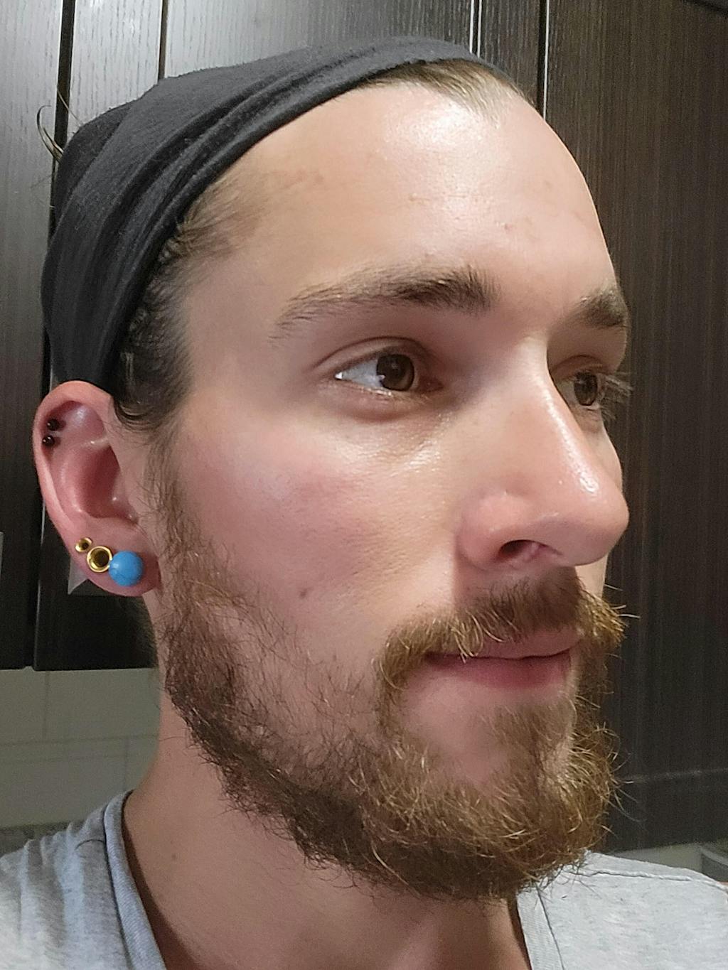 Single Flared Blue Turquoise Semi Precious Dome Organic Stone Ear ...