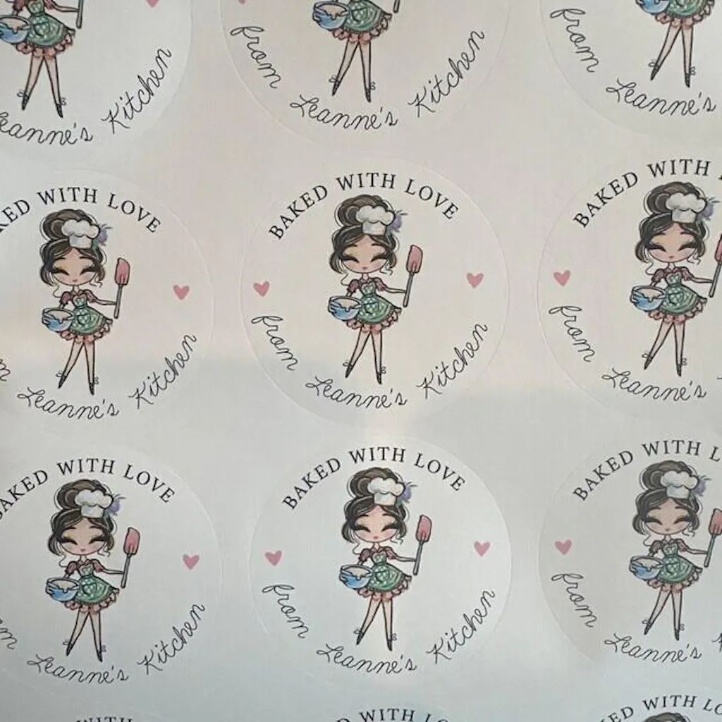 Custom Baker Baked with Love Stickers — Pig Party Prints