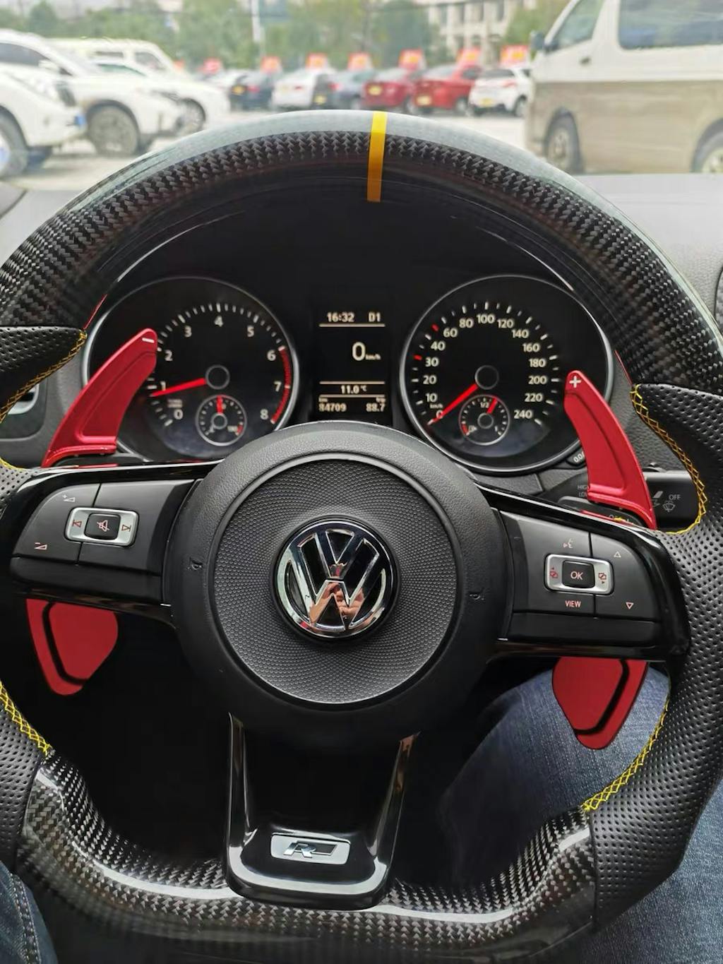 Pinalloy Red DSG Paddle Shifters Extensions for VW Golf MK7 GTI R