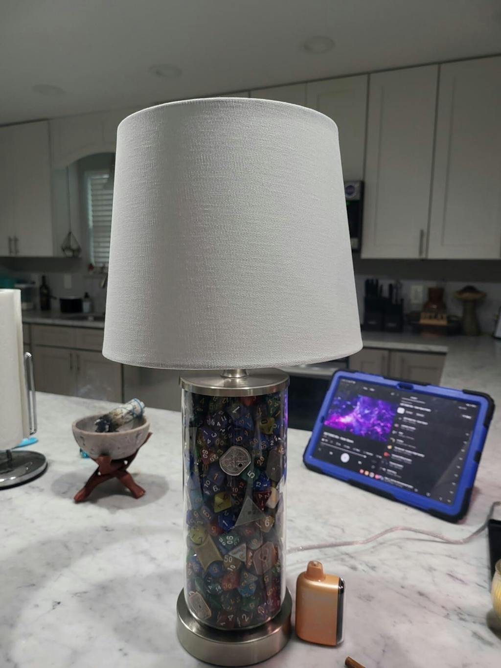 Glass Fillable Table Lamp | Steel Base Clear Fillable Lamp | Ping Lighting