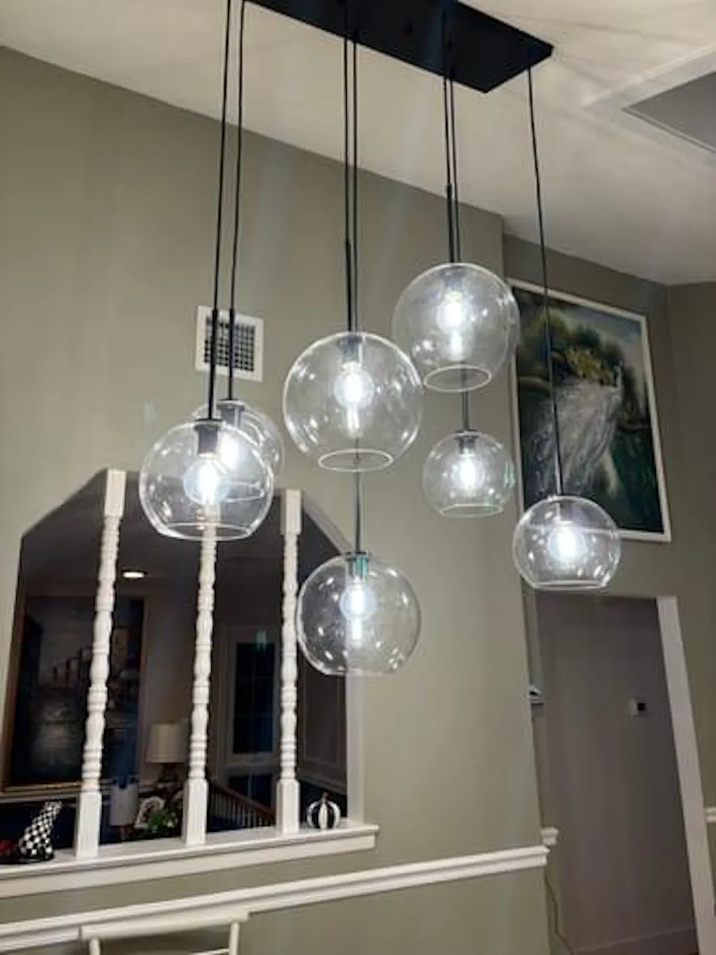 Gold Clear Glass Globe Cluster Chandelier | Modern Black Glass Globe ...