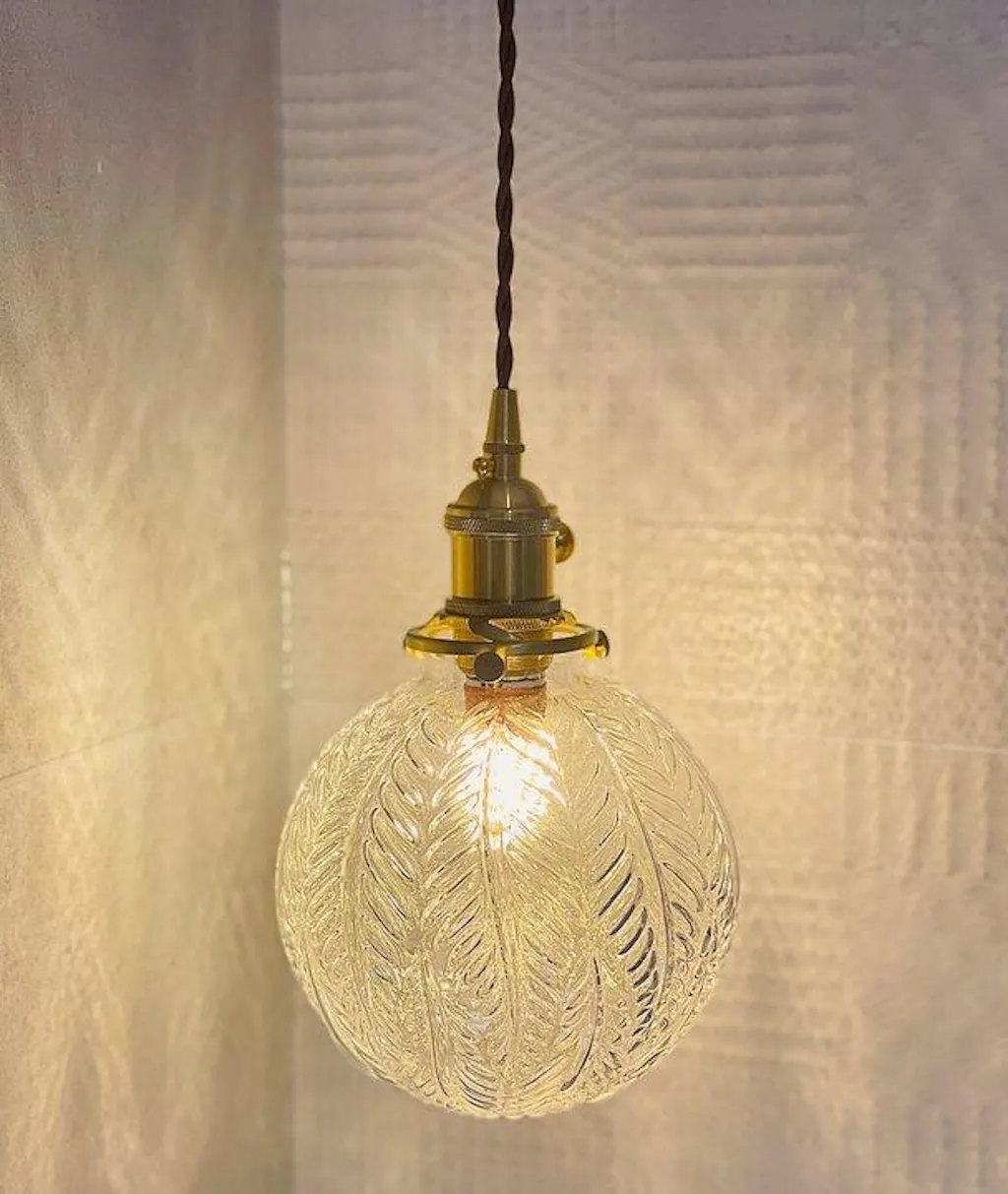 Feather Texture Globe-shaped Glass Shade | One-light Pendant Light ...