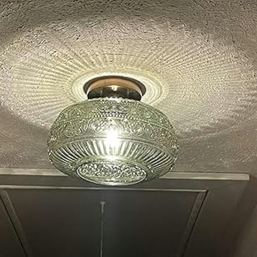 Globe Glass Semi Flush Mount Light Fixture | Vintage Glass Ceiling ...
