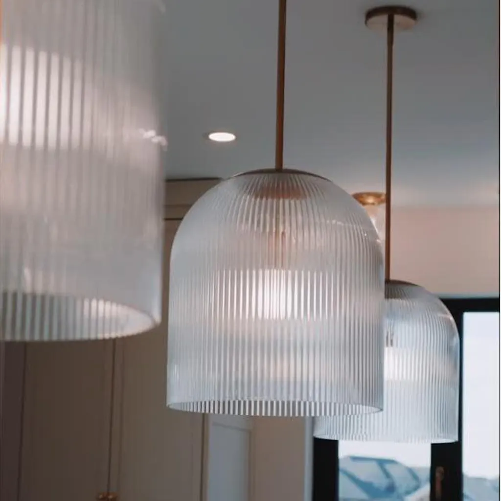Rustic Striped Glass Hanging Lamp | Modern Fluted Glass Pendant | Ping ...