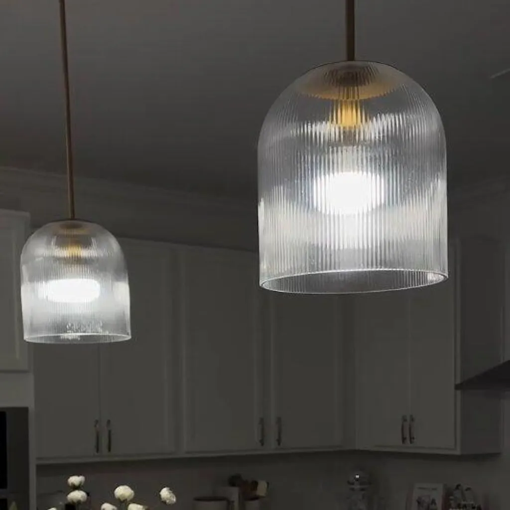 Rustic Striped Glass Hanging Lamp | Modern Fluted Glass Pendant | Ping ...