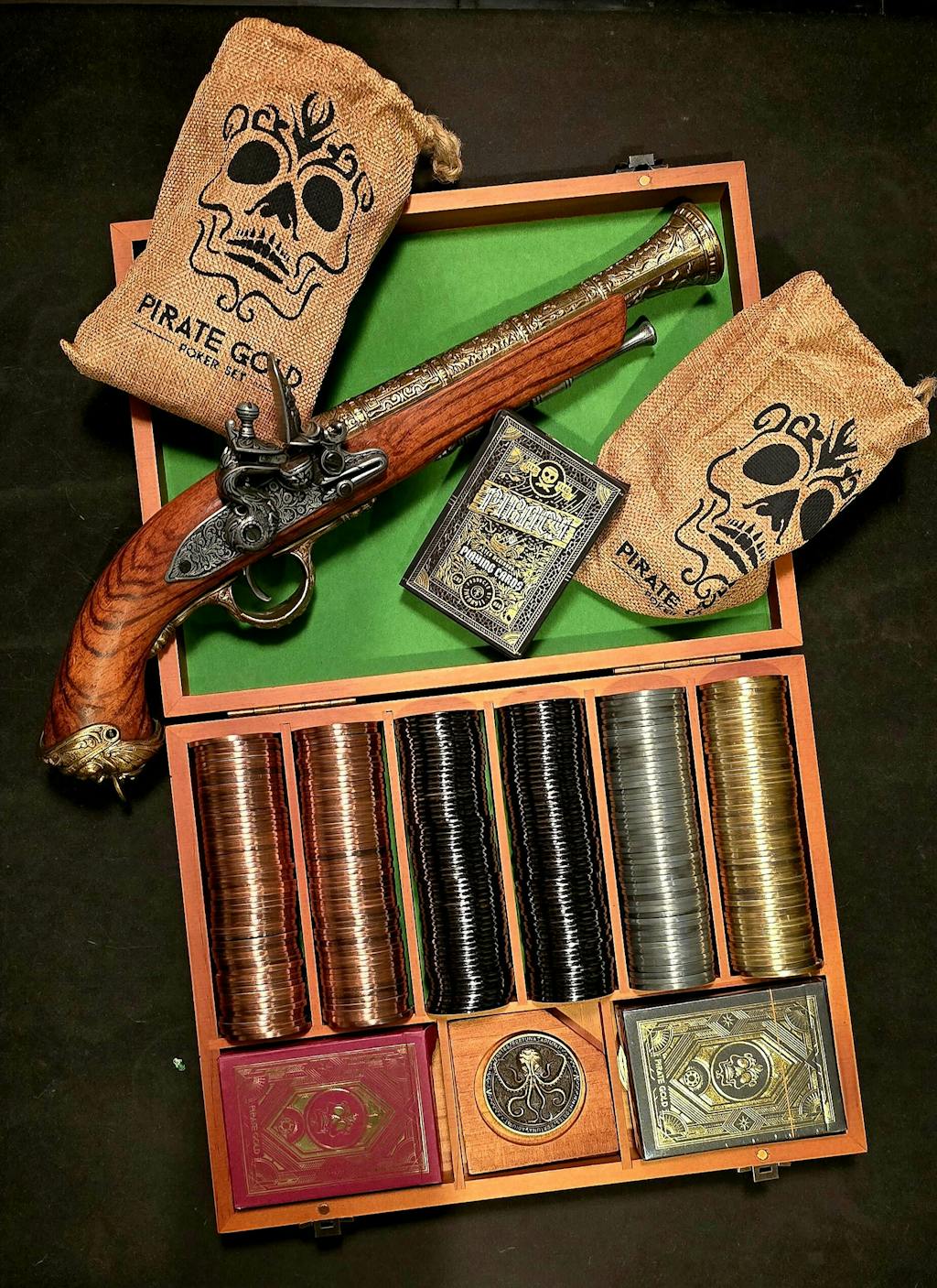 Metal Poker Chip Set 300pc The “Bundle Of Loot” – Pirate Gold Poker