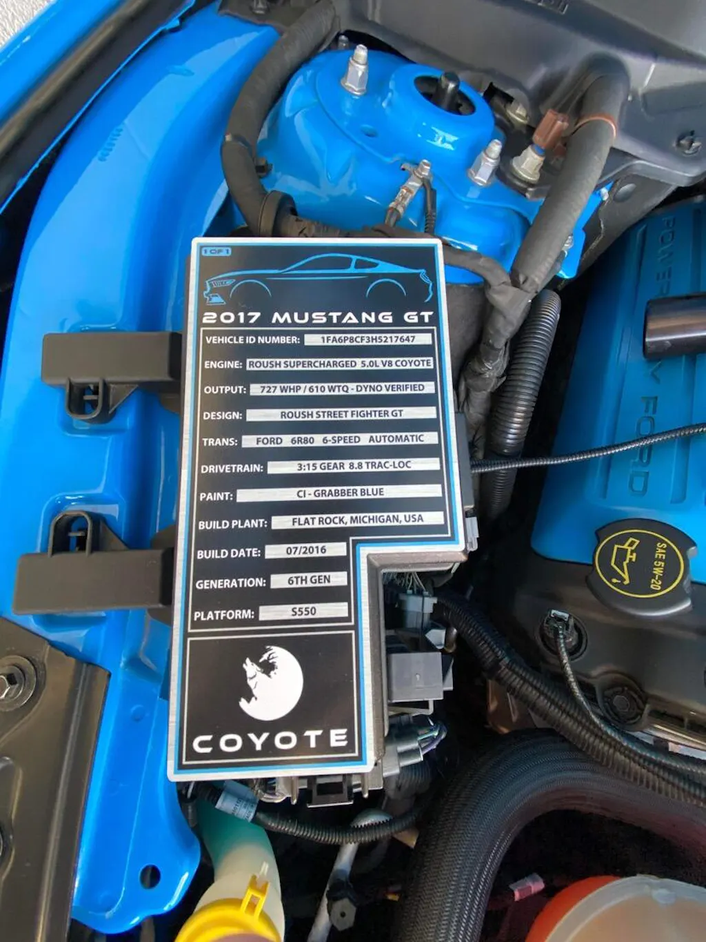 2017 FORD MUSTANG GT Engine Bay Build Plaque – Pixel Autoworks