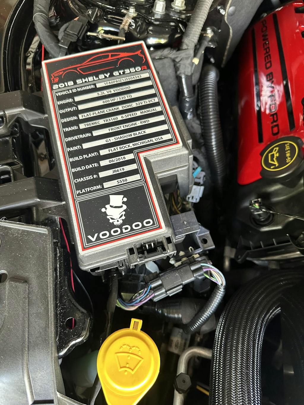 2018 FORD MUSTANG GT350 Engine Bay Build Plaque – Pixel Autoworks