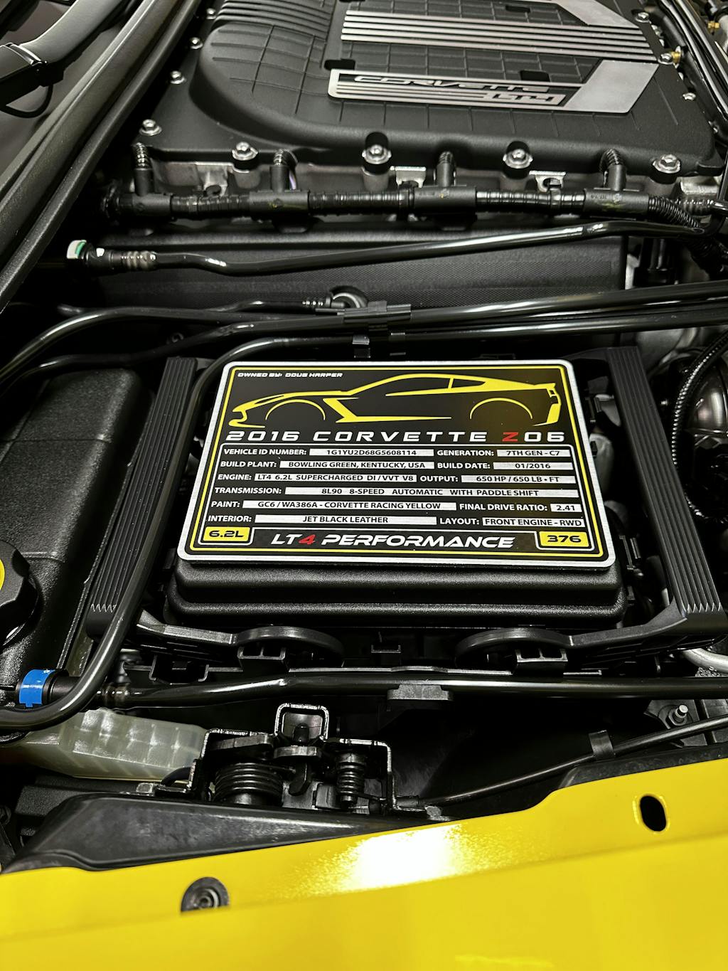 2016 CHEVROLET CORVETTE Z06 Engine Bay Build Plaque – Pixel Autoworks