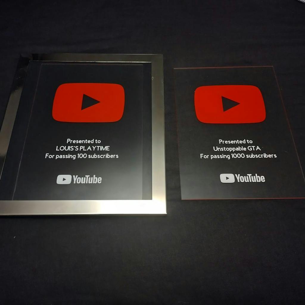 Personalised YouTube Play Button Plaque - Custom Channel Plaque ...