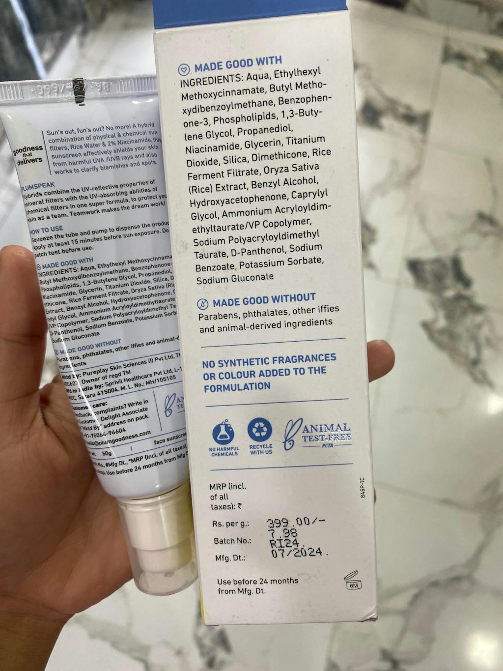 Niacinamide & Rice Water SPF 50 PA+++ Hybrid Sunscreen – Plum