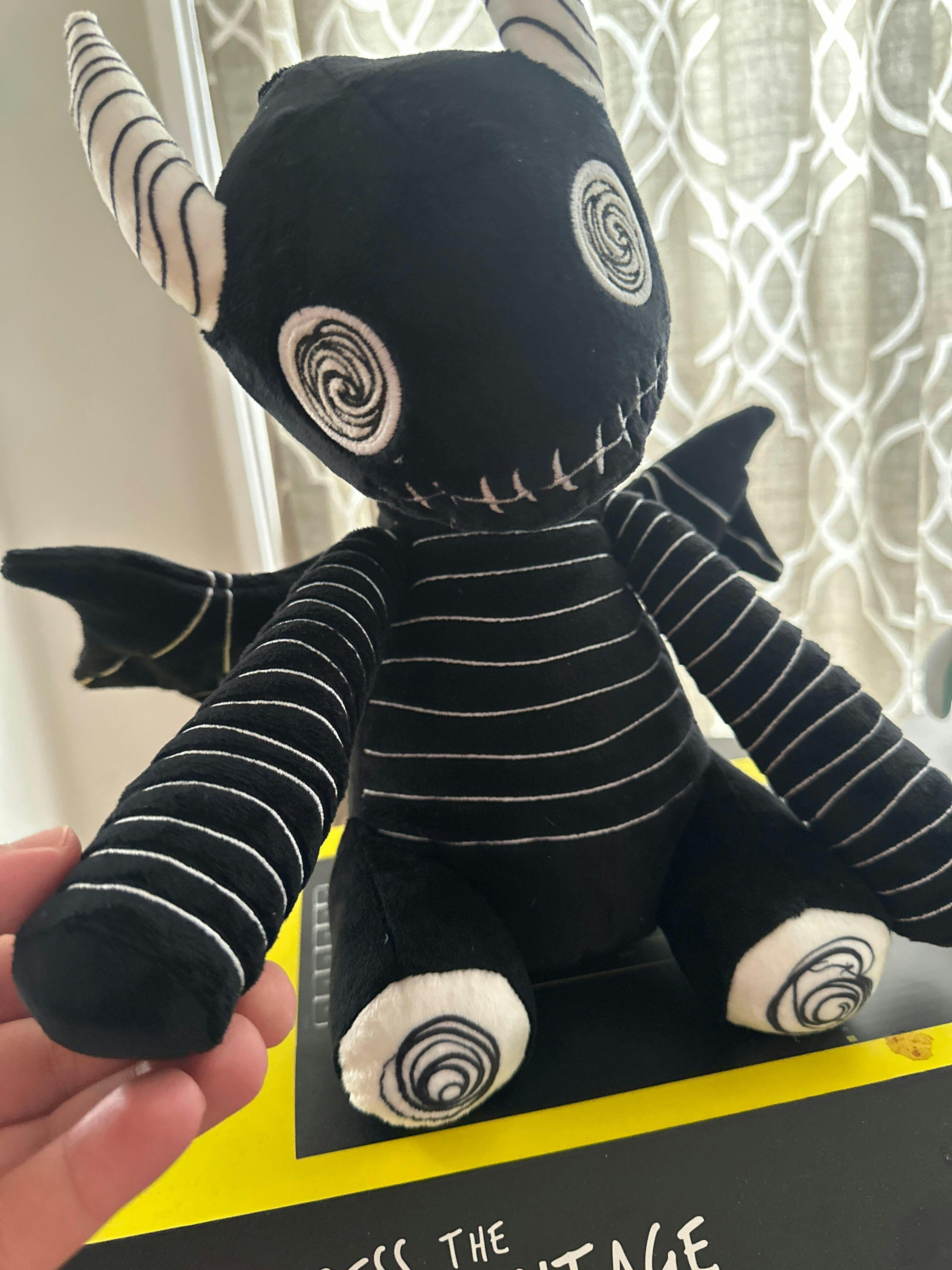 Goth Black and White Dizzy Dragon Plush