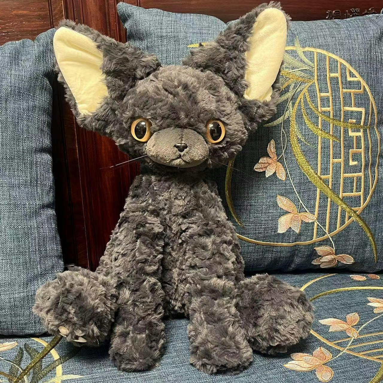Cute Black Devon Rex Cat Plush - PlushThis| Plushies & Stuffed Animals