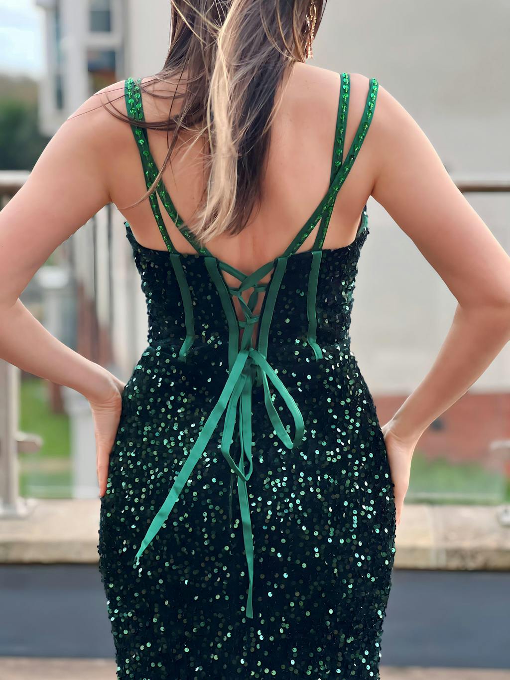 Jade Sexy Spaghetti Straps Trumpet High Slit Sequin Dresses