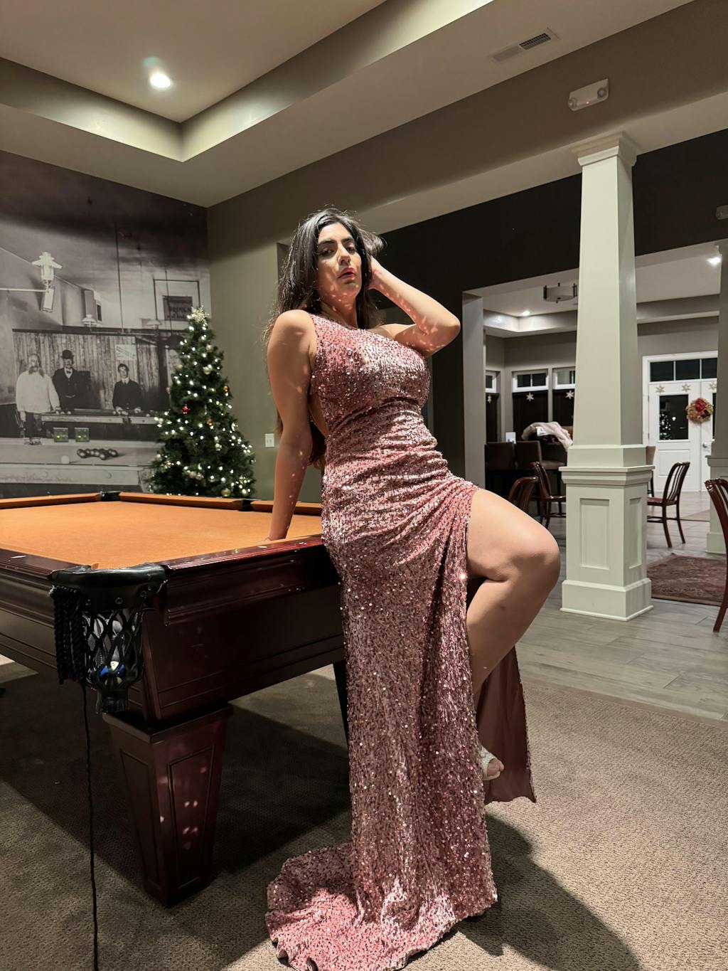 Riley One Shoulder Trumpet Brush Train Sequin Dresses