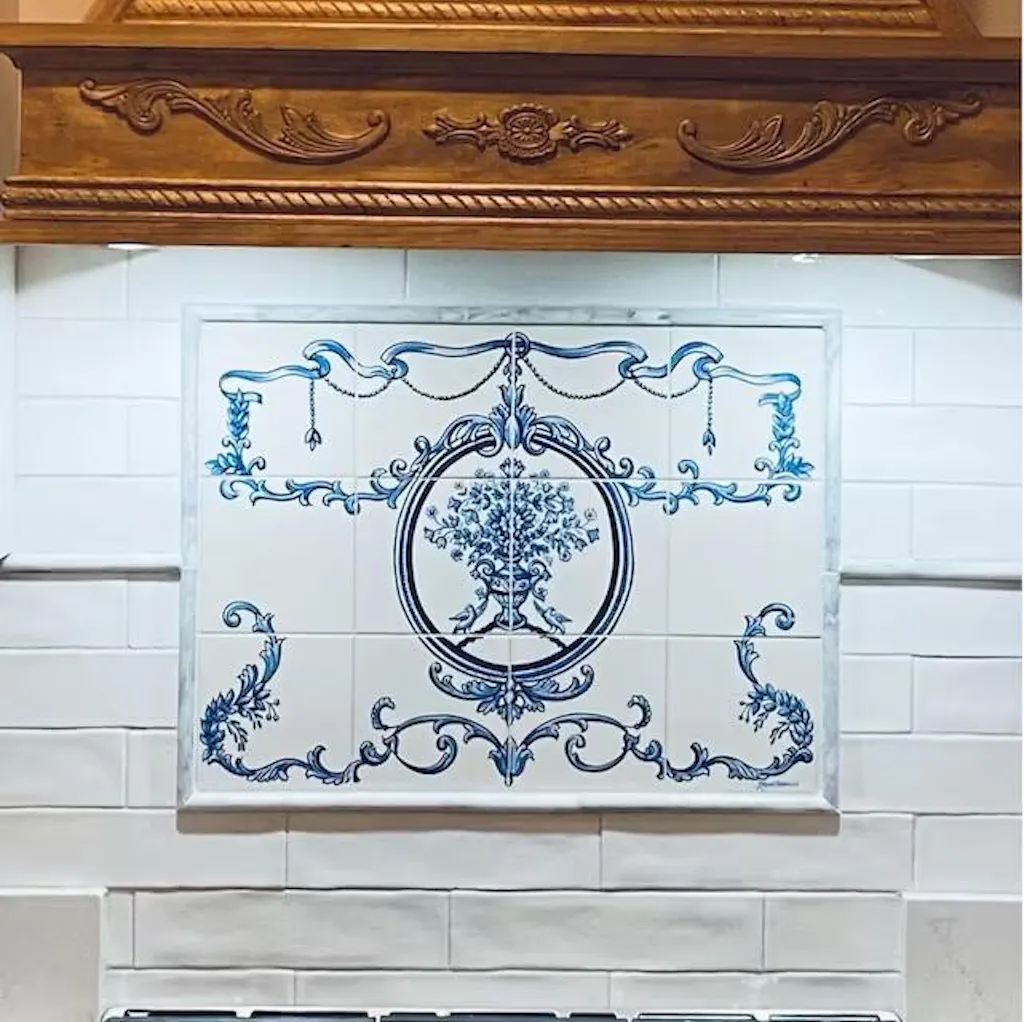 Blue Flower Vase Tile Mural Ref. PT402 | Buy Online – Portuguese Tiles