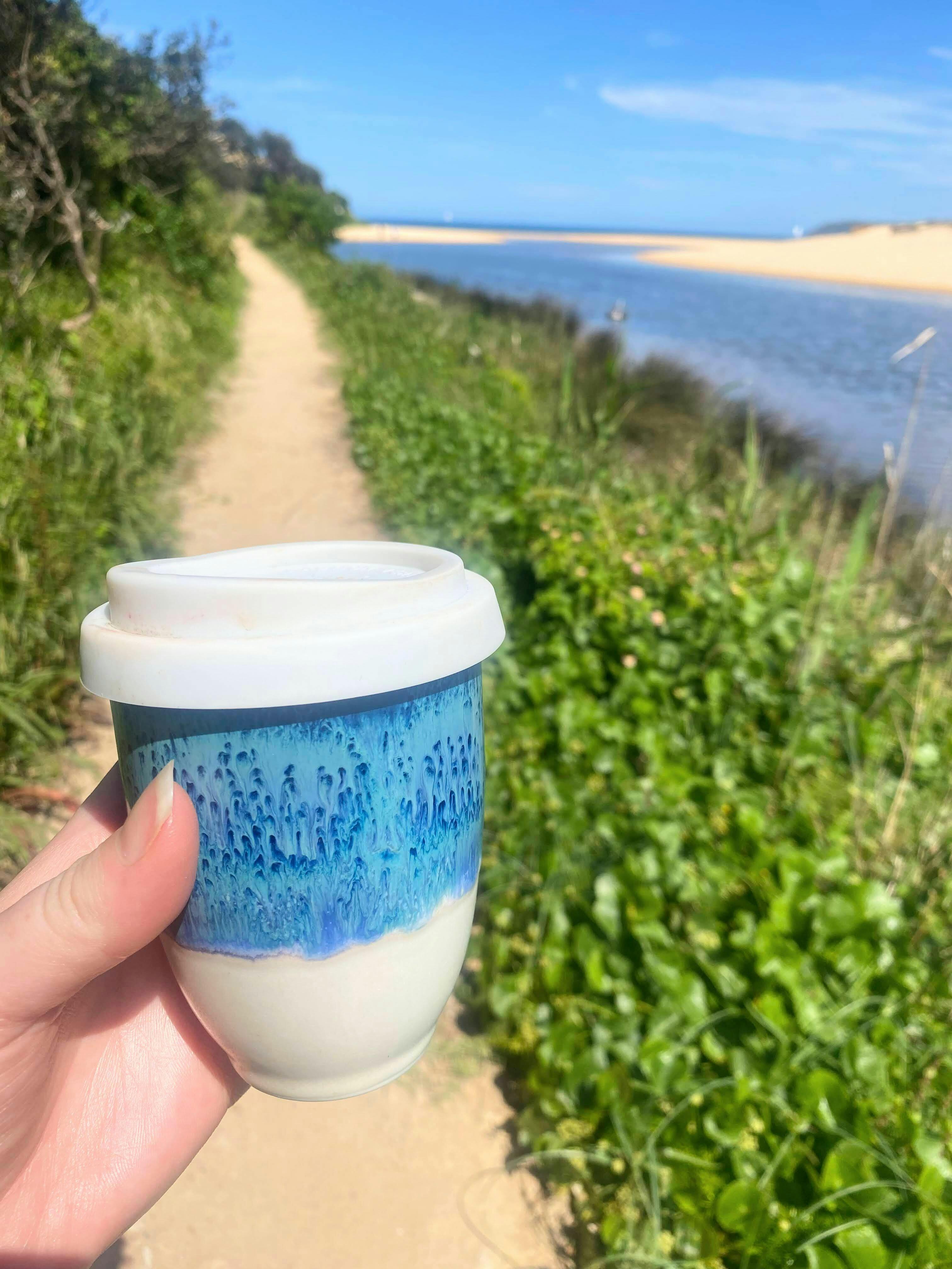 Earthy Green & Blue Ceramic Cup (Gumnut) | Pottery For The Planet