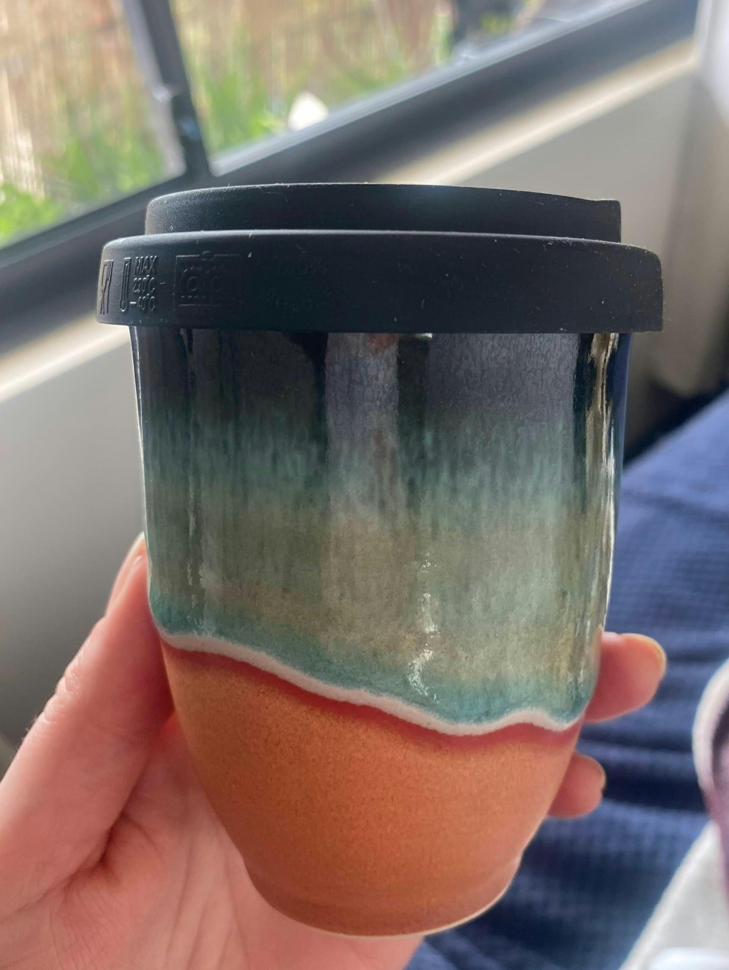 Earthy Green & Blue Ceramic Cup (Gumnut) | Pottery For The Planet