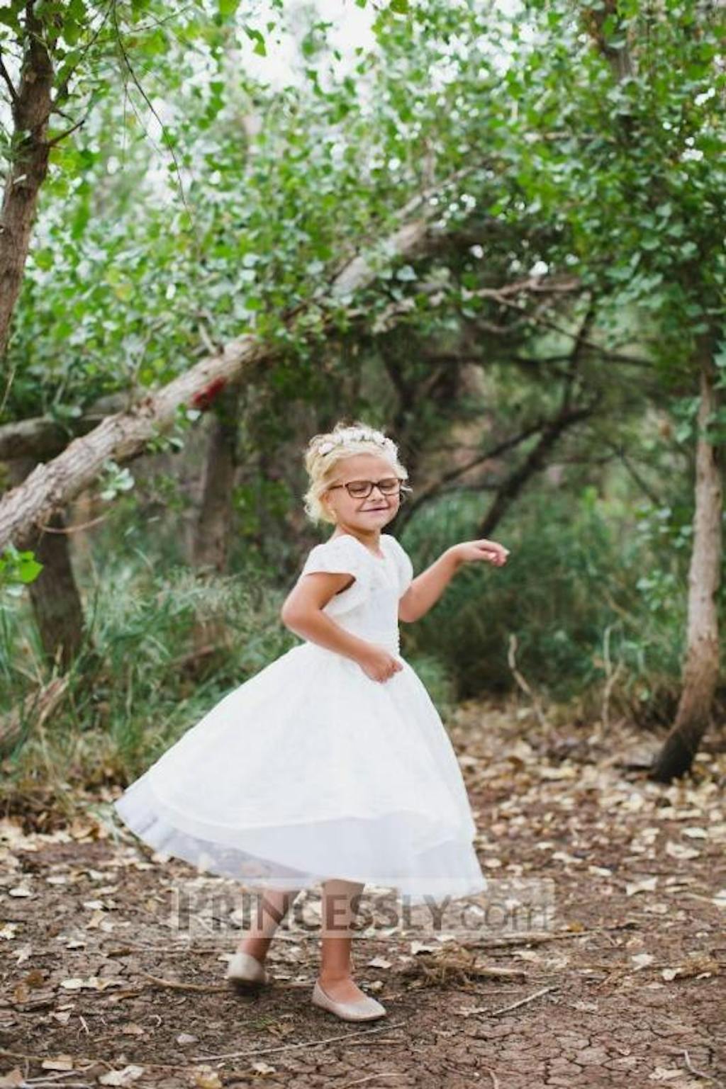 Princess Ivory Lace Tulle Flower Girl Dress - Princessly