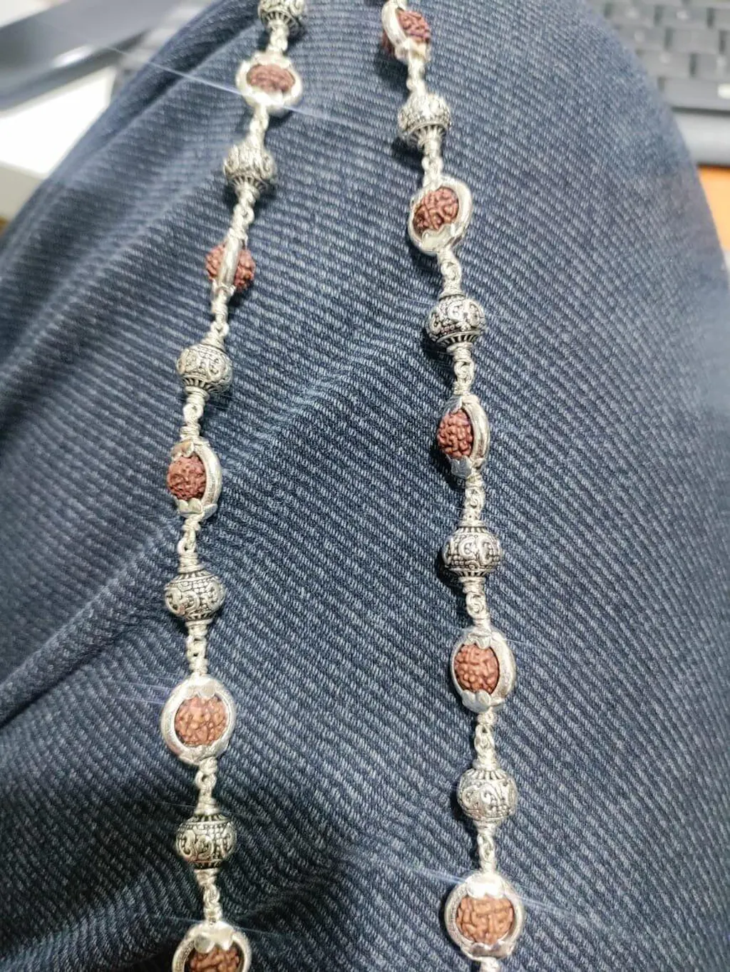 Rudraksha Capping Silver Mala (Om Beads) – Prinjal Jewels