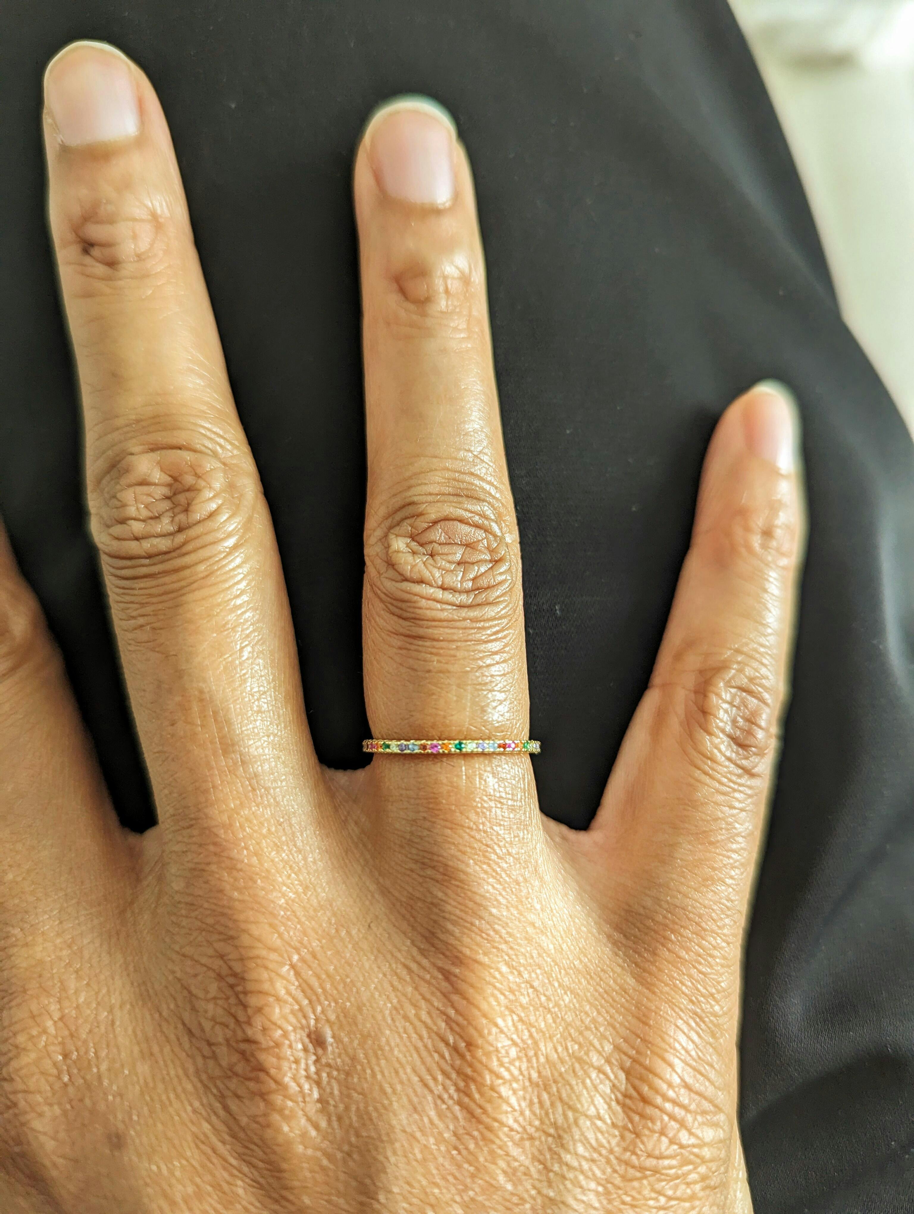Iris Dainty Rainbow Ring Colourful Cubic Zirconia Rings PRYA